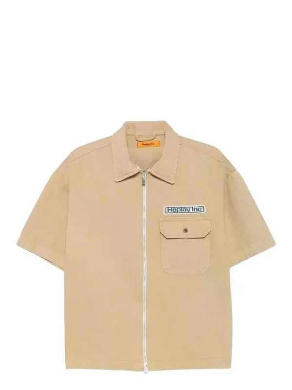 REPLAY Logo Patch Short Sleeve Jacket - Neutrals