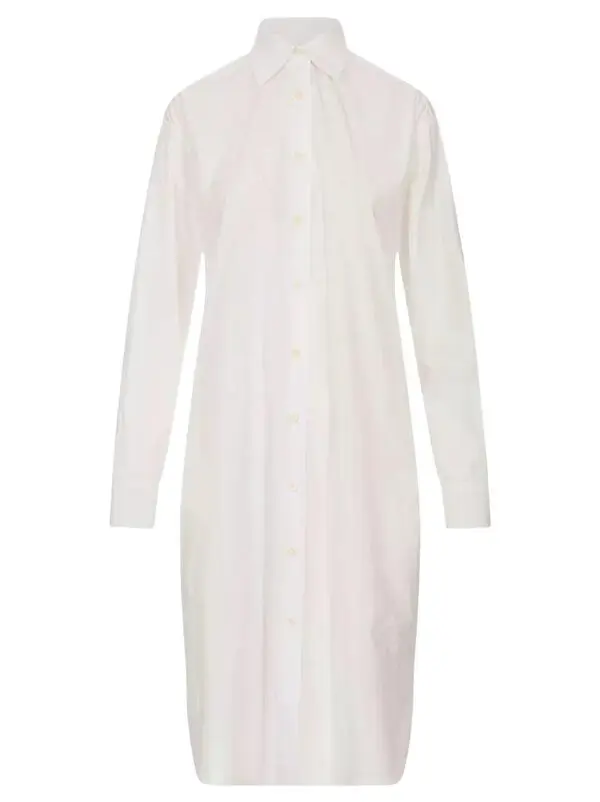 JIL SANDER Pleated Collar Shirt Dress - White