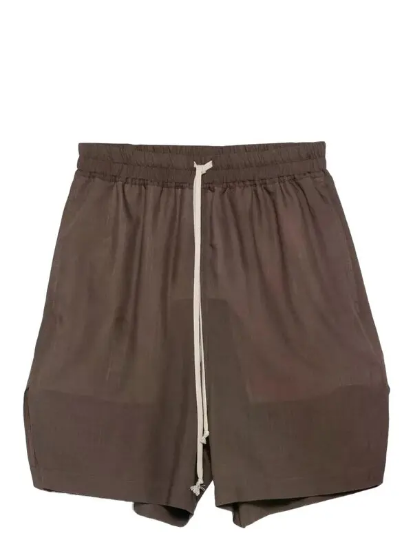 Rick Owens Dark Drawstring Side-slit Shorts - Brown