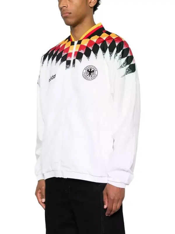 Adidas Logo Embroidered Zip Jacket - White