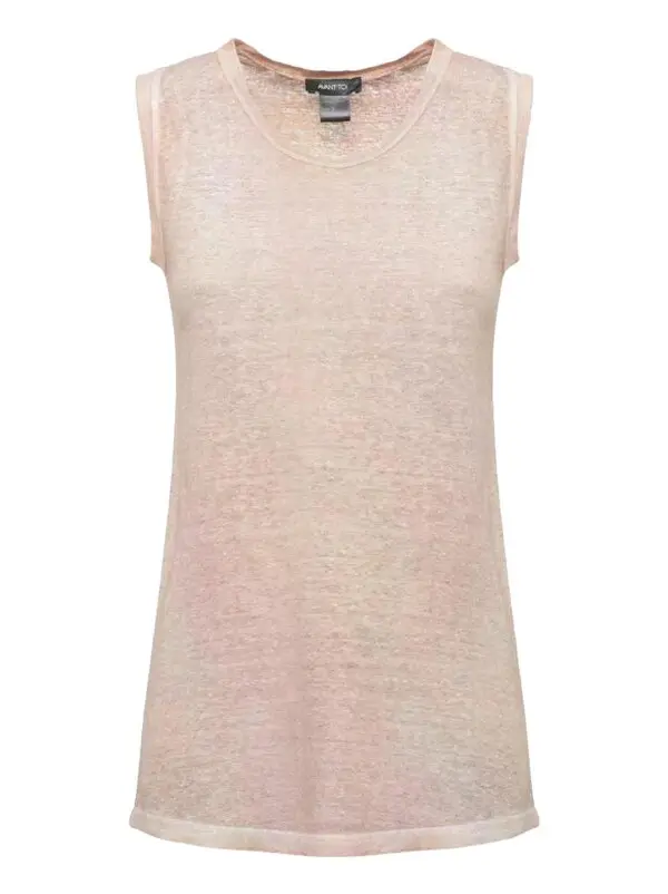 Avant Toi Linen Knit Sleeveless Vest - Neutrals
