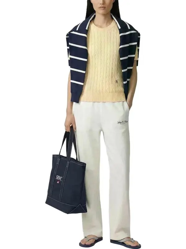 SPORTY & RICH Logo-embroidered Track Pants - Neutrals