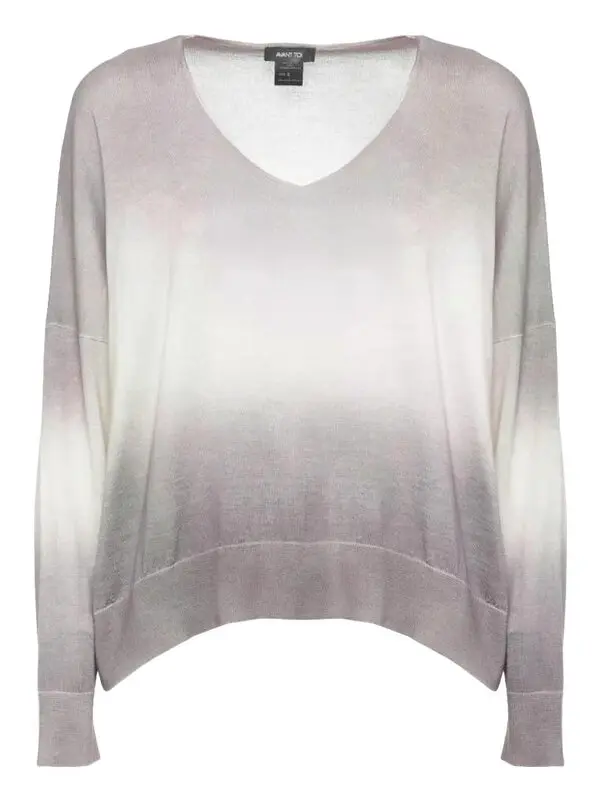 Avant Toi Ombré Effect V-neck Sweater - Grey