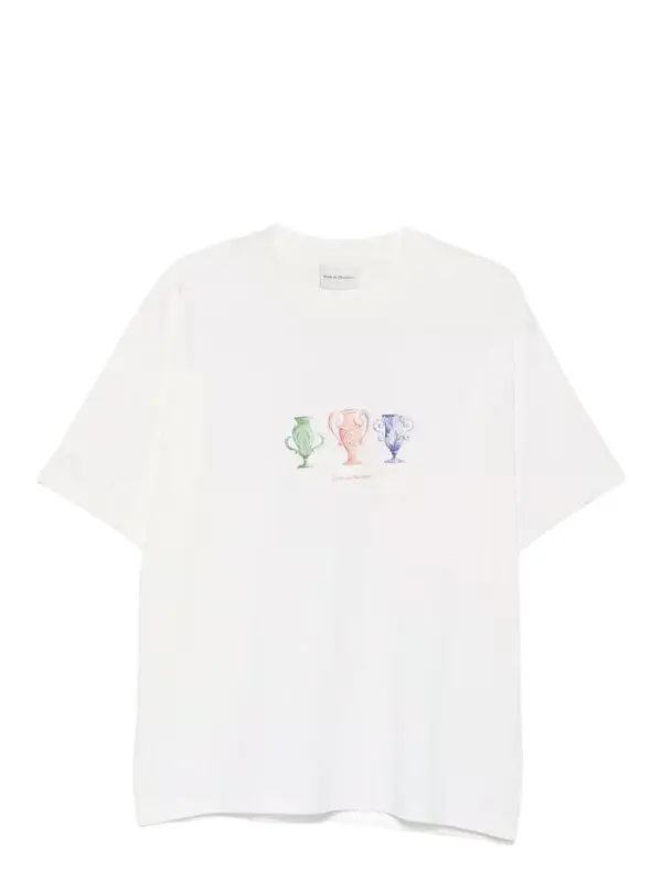 Drole De Monsieur Graphic-print Cotton T-shirt - Neutrals