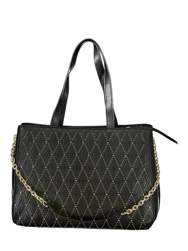 MARIO VALENTINO Diamond Pattern Studded Tote Bag - Black