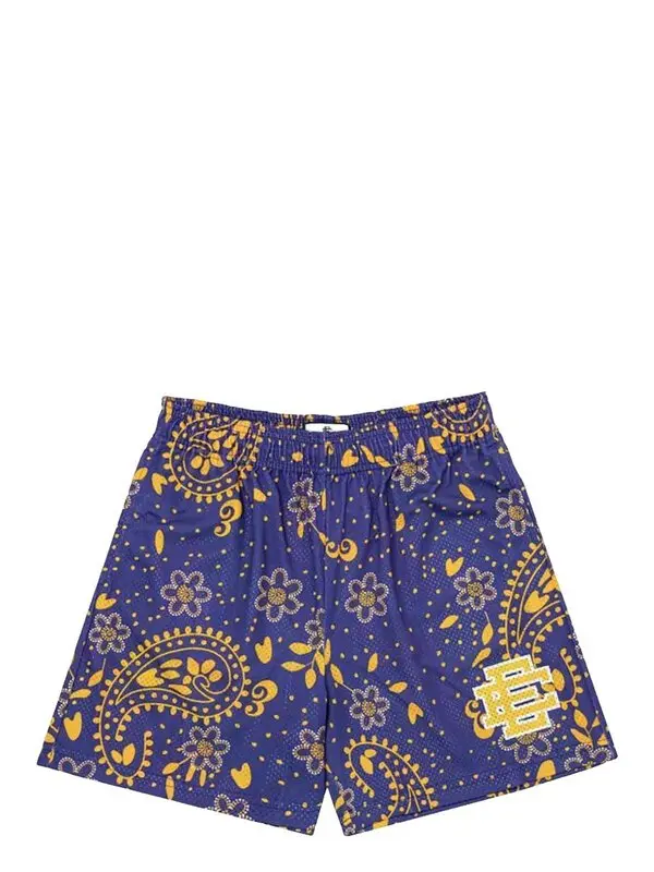 ERIC EMANUEL Paisley Print Mesh Shorts - Purple