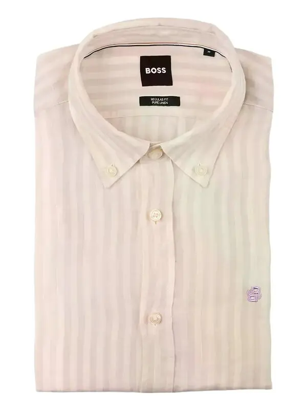BOSS Striped Linen Shirt - Neutrals