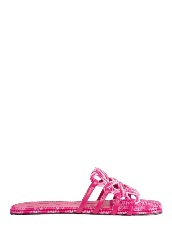 Loewe Petal Anagram Embroidered Sandals - Pink