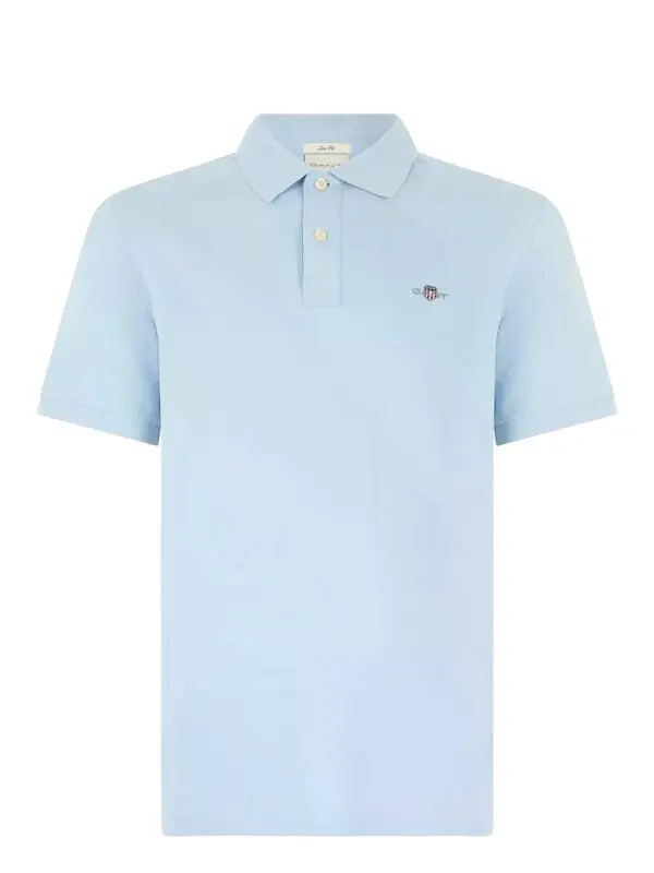 Gant Logo-embroidered Short-sleeve Polo Shirt - Blue