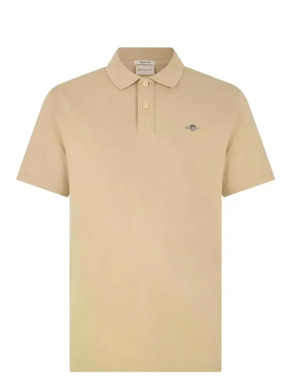 Gant Logo-embroidered Short-sleeve Polo Shirt - Neutrals