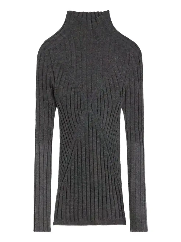 JIL SANDER High-neck Ribbed Sweater - Grey