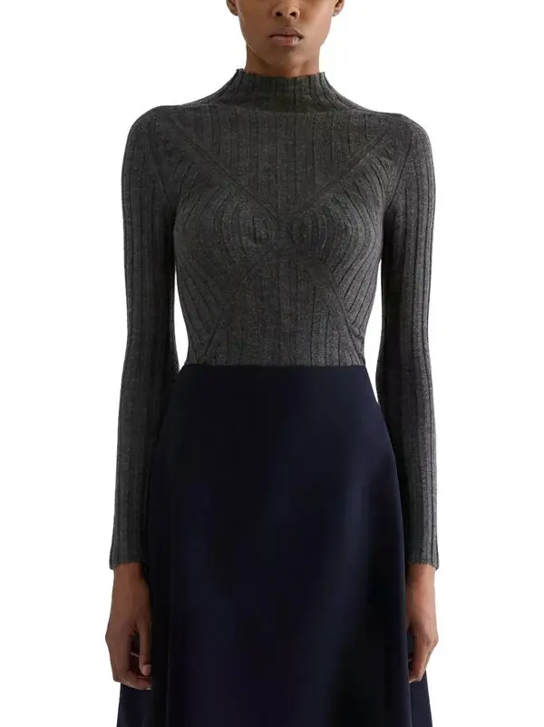 JIL SANDER High-neck Ribbed Sweater - Grey
