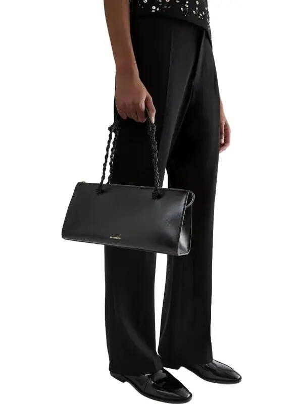 JIL SANDER Tangle Tent Leather Tote Bag - Black