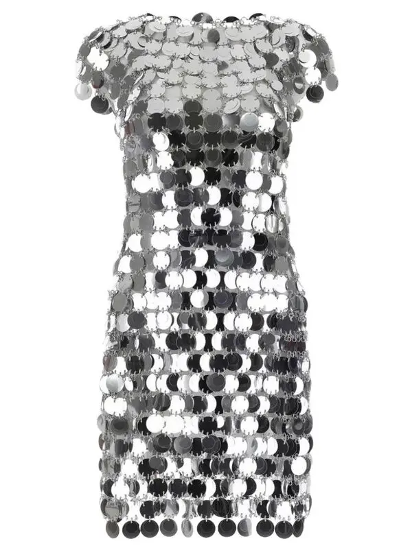 Rabanne Sparkle Disc Mini Dress - Silver