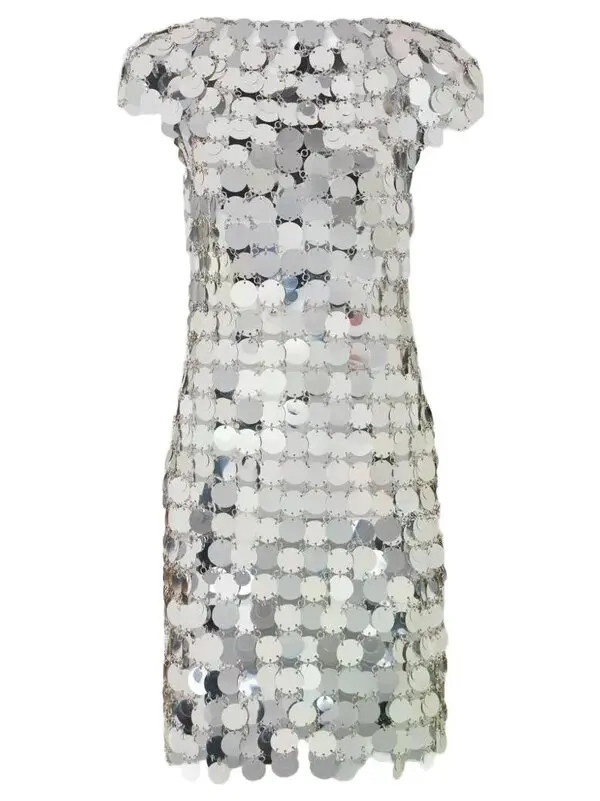 Rabanne Sparkle Disc Mini Dress - Silver