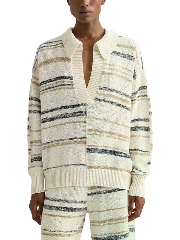 TWP Stripe Intarsia V-neck Sweater - Neutrals