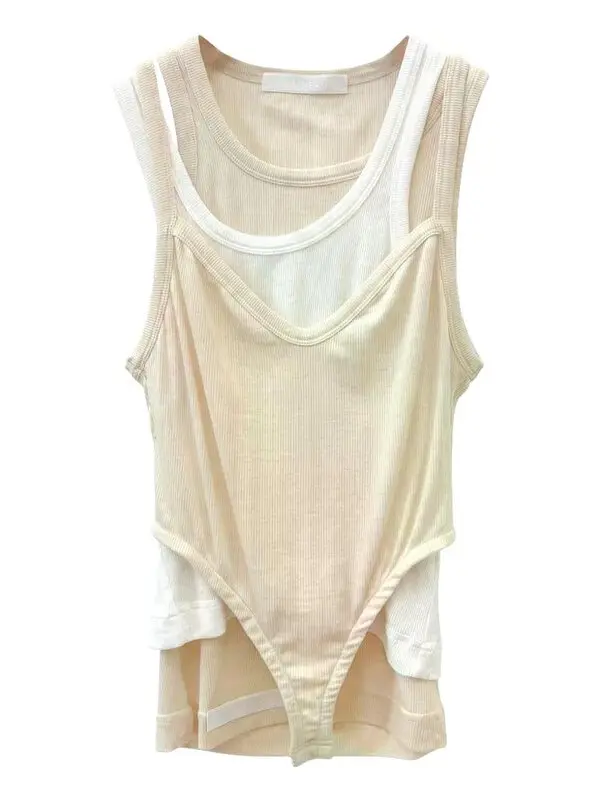 ALAINPAUL Ribbed Layered-effect Tank Top - Neutrals