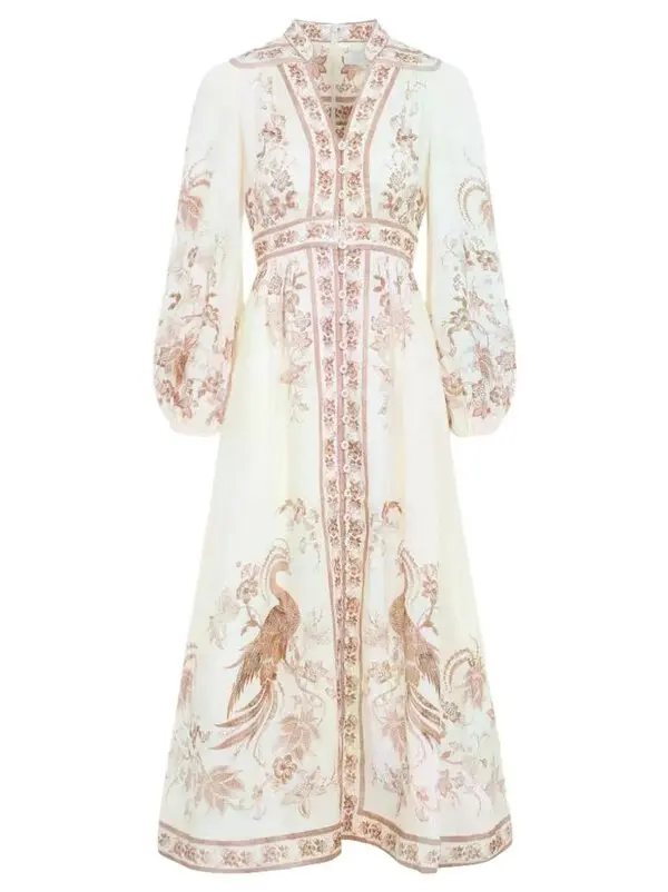 Zimmermann Indra Floral-print Midi Dress - Neutrals