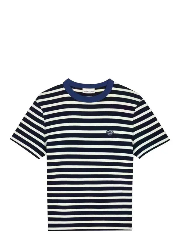 Maison Labiche Striped Heart Patch T-shirt - Blue
