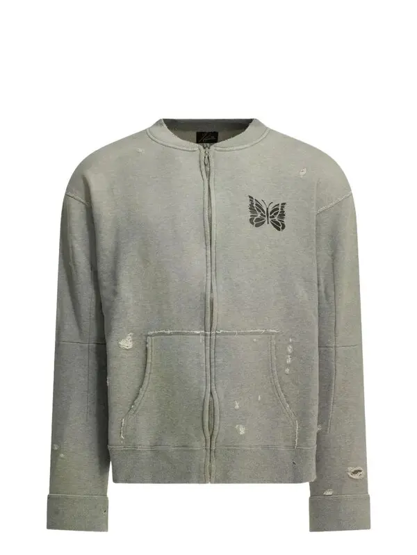 Needles Distressed Papillon Print Sweater - Grey