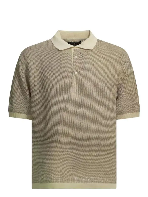 BEAMS Textured-knit Short-sleeve Polo Shirt - Neutrals