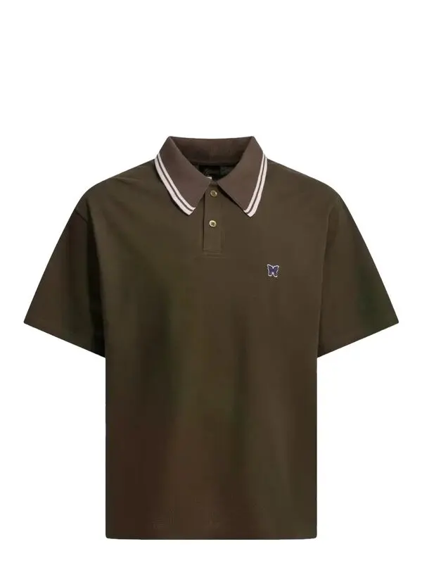 Needles Papillon-embroidered Polo Shirt - Brown