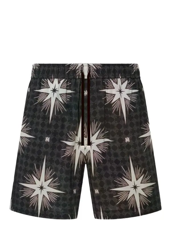 Amiri Starburst Print Monogram Shorts - Black