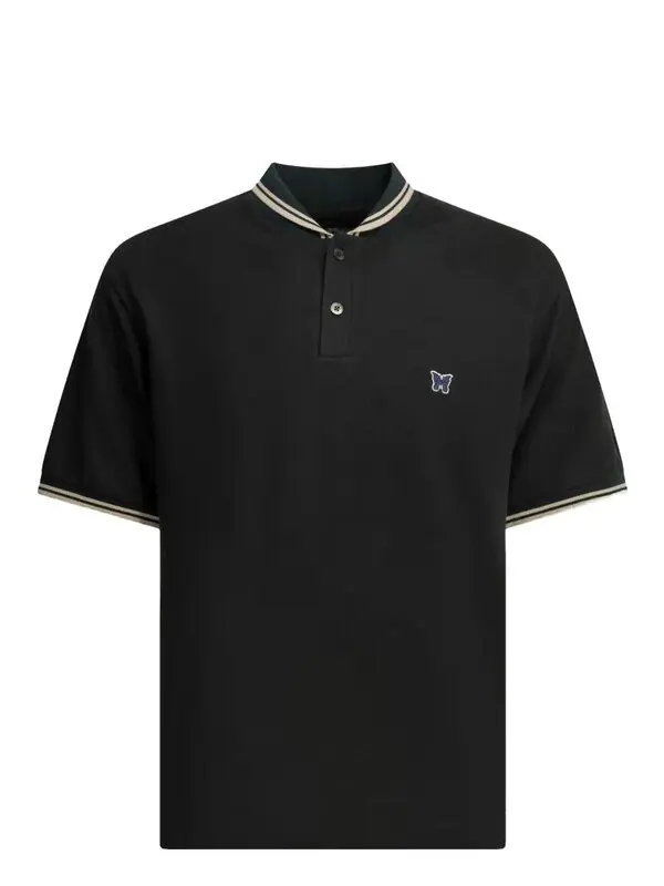 Needles Butterfly-embroidered Tipped Polo Shirt - Black
