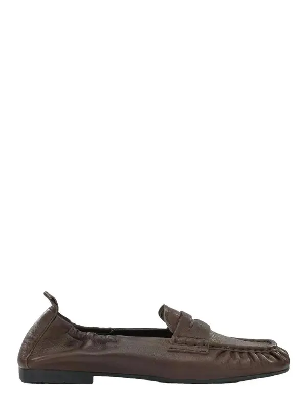 SUMMERY COPENHAGEN Ruched Leather Loafers - Brown