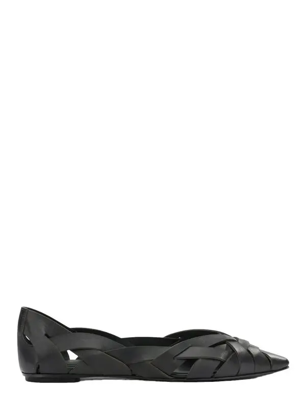 DEL CARLO Interwoven Pointed-toe Ballet Flats - Black