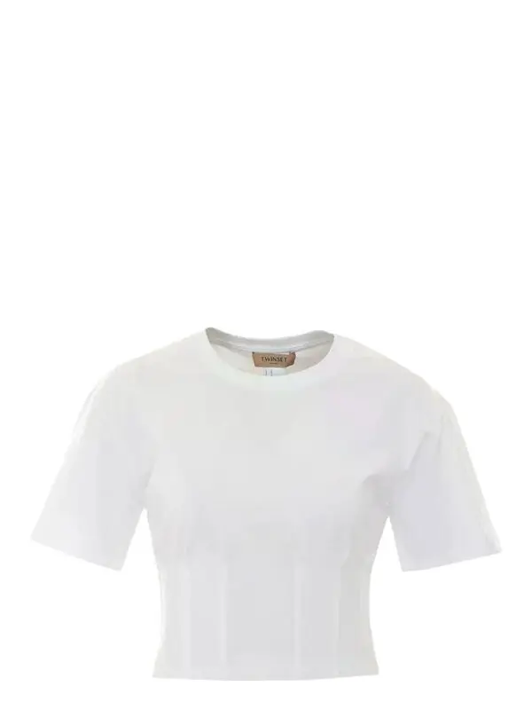 TWINSET Crew Neck T-shirt With Bustier Detailing - White