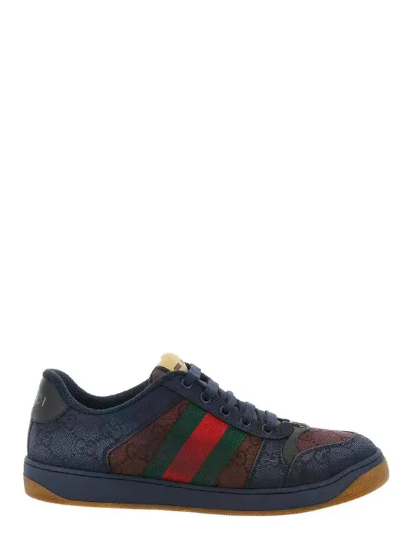 Gucci Screener Gg Lace-up Cotton Sneakers - Blue