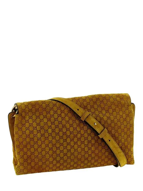 Gucci Medium Gg Embossed Leather Shoulder Bag - Brown