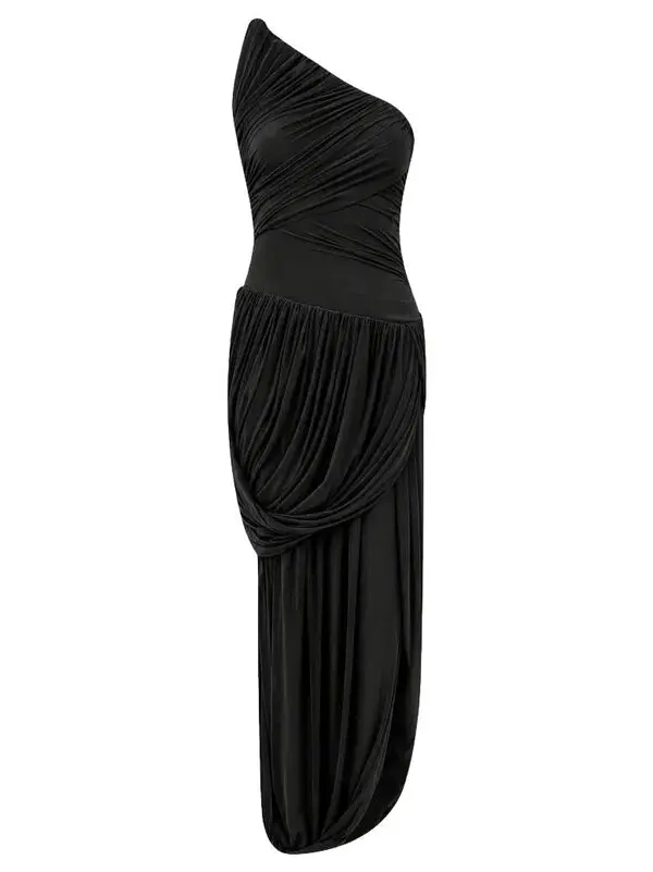 MAYGEL CORONEL Ruched One-shoulder Dress - Black