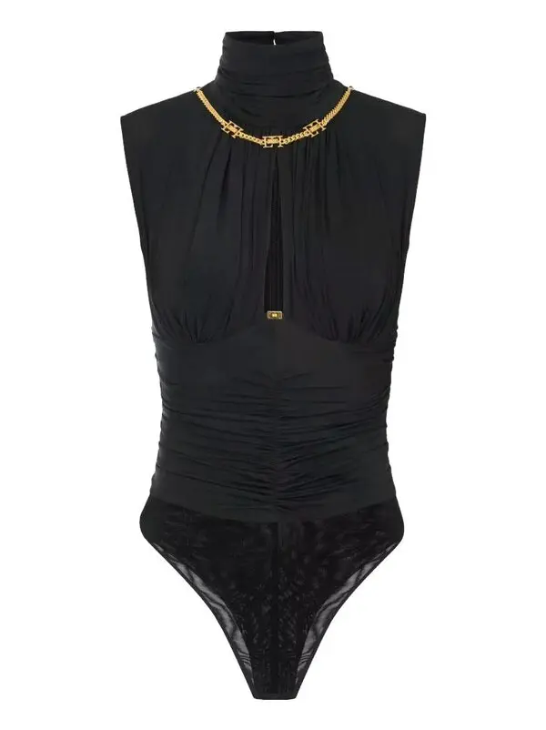 Elisabetta Franchi Draped Jewel-detail Bodysuit - Black
