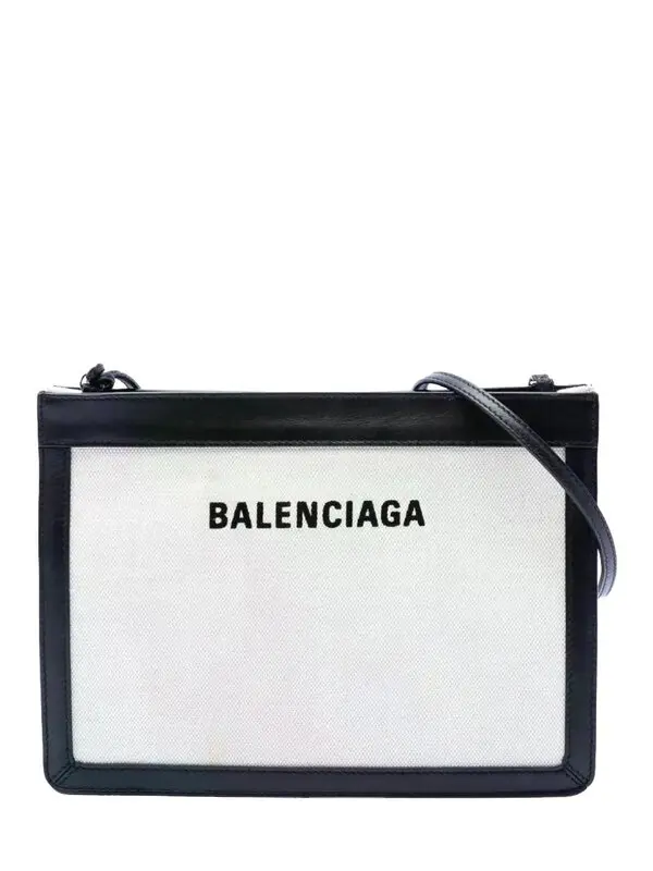 Balenciaga Canvas Navy Pochette Crossbody Bag - Brown