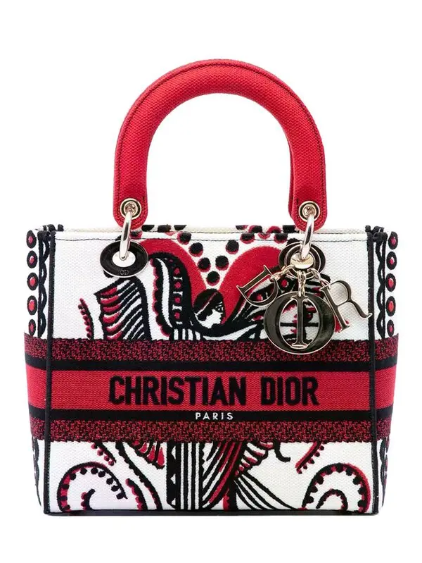 Dior 2021 Medium Lady D Lite Satchel - White