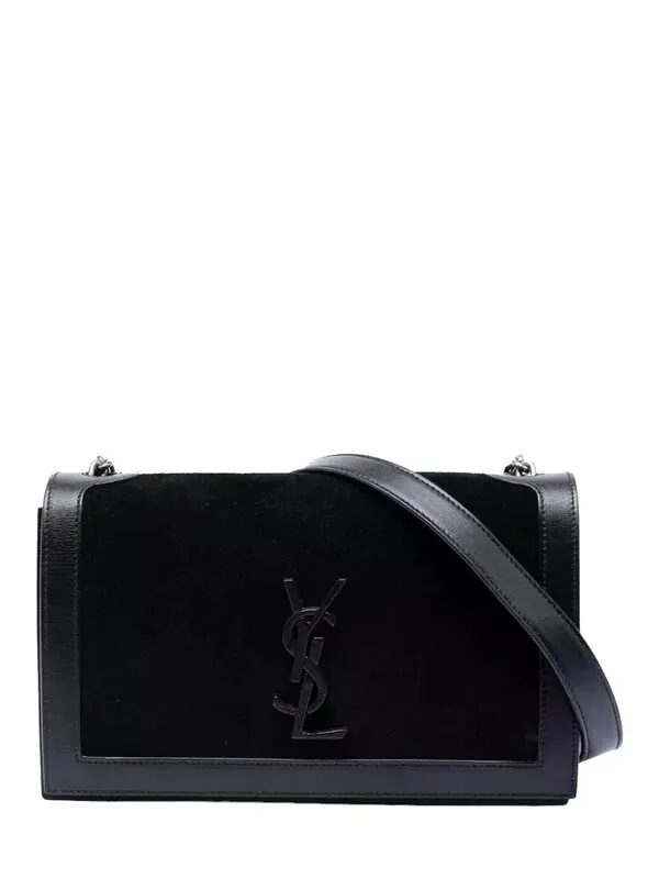 Saint Laurent Suede Monogram Book Bag Crossbody Bag - Black