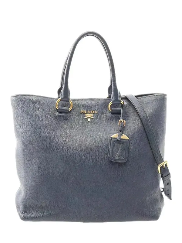 Prada Vitello Daino Convertible Tote Satchel - Grey