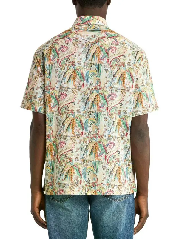 Etro Floral-print Short-sleeved Shirt - Neutrals
