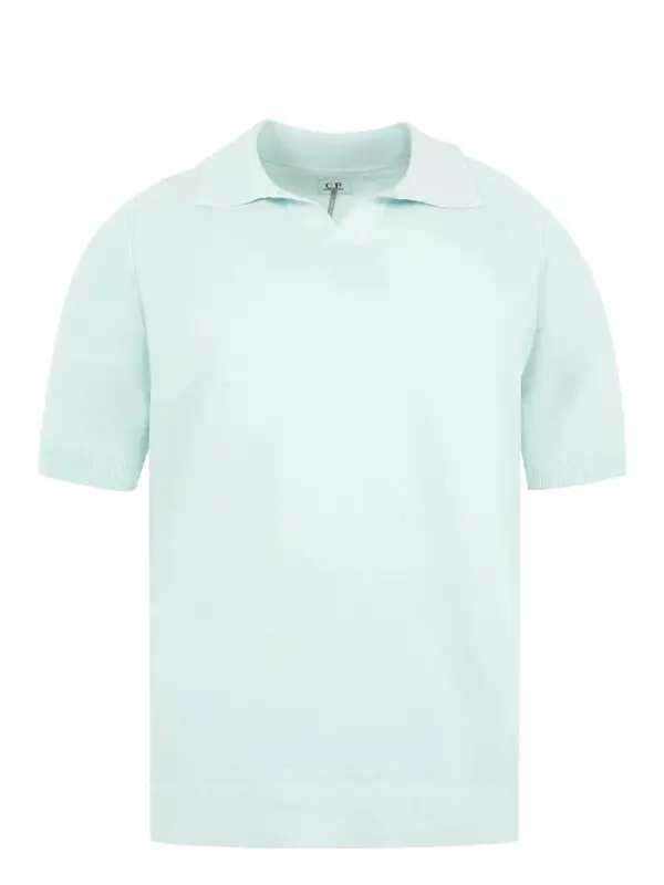 C.P. COMPANY Cotton-crepe Knit Polo-collar T-shirt - Blue