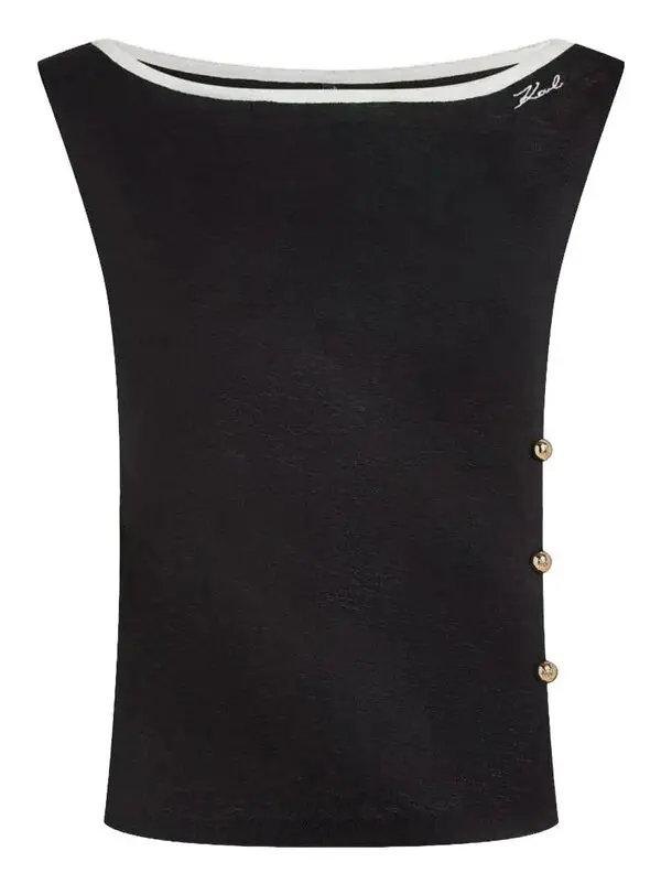 Karl Lagerfeld Signature Logo Top - Black