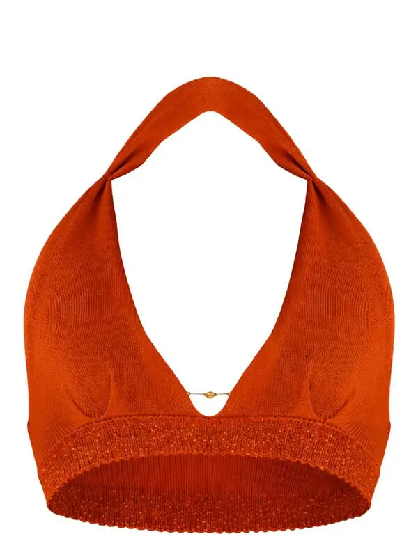 GAJÚ Mirage Halter Neck Knit Top - Red