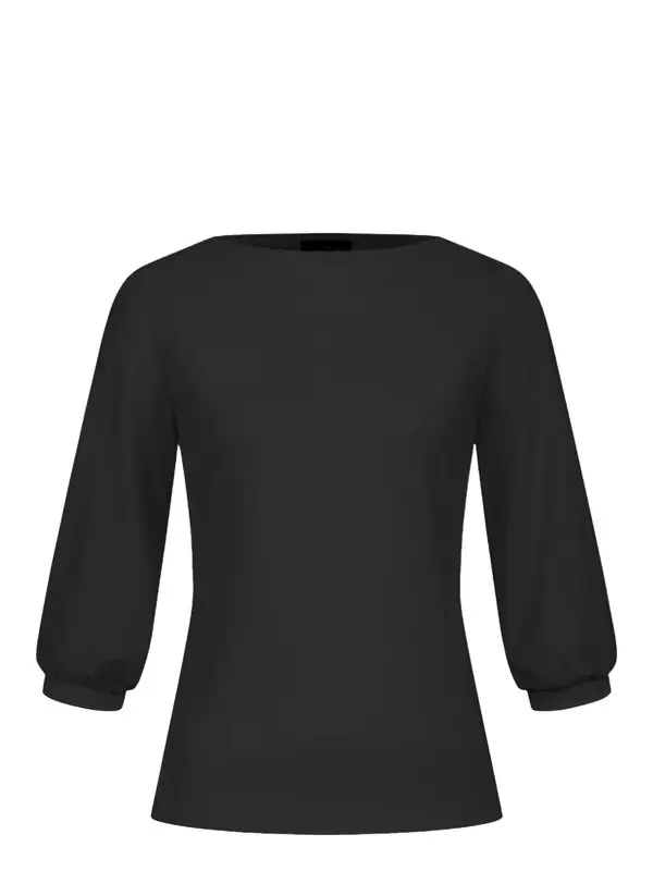 MARIANNA DÉRI Boat Neckline Top With 3/4 Sleeves - Black