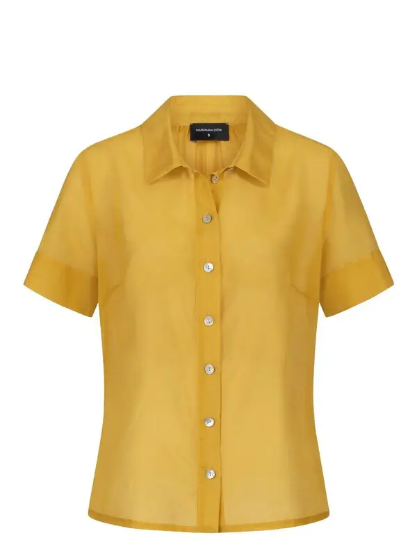 MARIANNA DÉRI Short Sleeve Silk Blend Shirt - Yellow