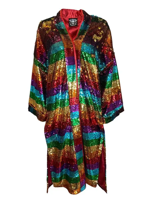 ANY OLD IRON Rainbow Reversible Sequin Duster - Black/red/yellow