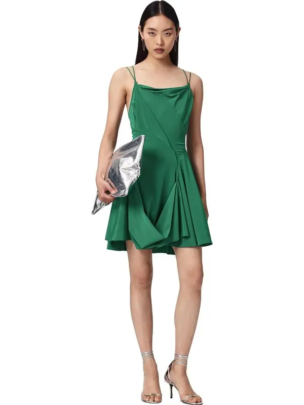 ALLSAINTS Claire Asymmetrical Draped Mini Dress - Apple Green