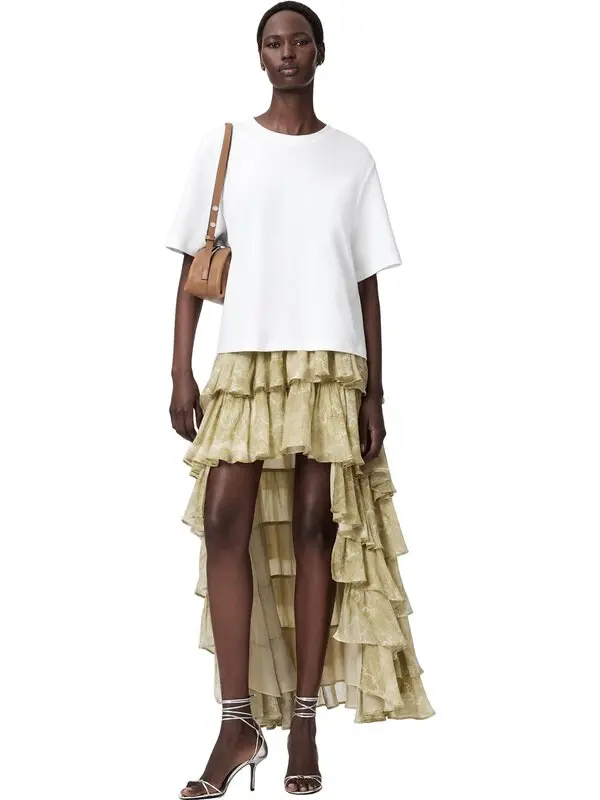 ALLSAINTS Tiered Ruffle Maxi Skirt - Green
