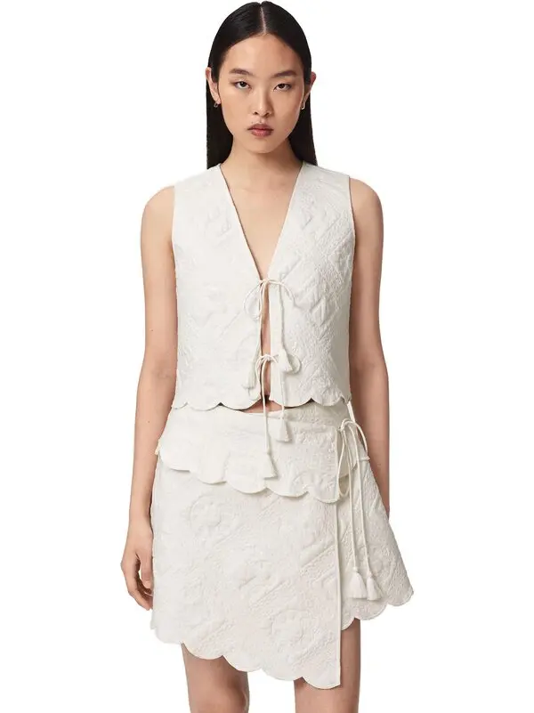 ALLSAINTS Mona Quilted Cropped Vest - White