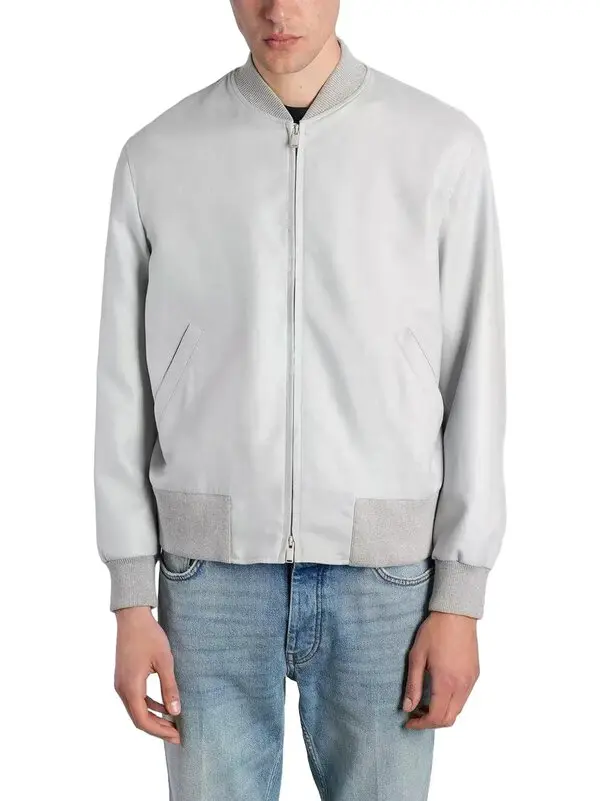 LARDINI Ribbed-trim Bomber Jacket - Grey